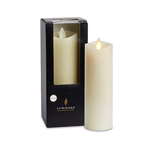 Luminara LED Candle Flame in Movement Mini Pillar Ivory 5cm x 15cm ...