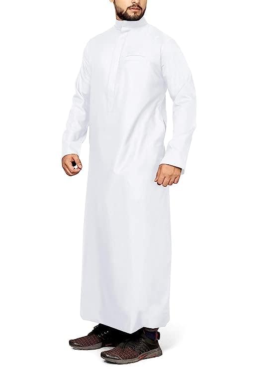 Buy Midlumes White Jhubba for Men Cotton Mix Kandoora Arabic Thobe Full ...