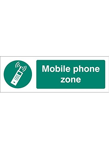 Caledonia Signs 25459G Mobile Phone Zone Sign, Self Adhesive Vinyl, 300 ...