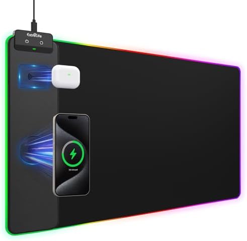 Amazon.com: Wireless Charging Mouse Pad 15W, RGB Gaming Mouse Pad with ...