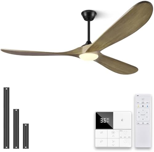 Eliora 60 Inch Ceiling Fans with Lights, Wood Outdoor Ceiling Fan for ...