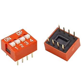 10 Pcs 2 Row 8 Pin 4P Positions 2.54mm Pitch DIP Switch Red : Amazon.fr ...