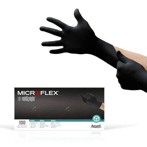 MICROFLEX MidKnight MK-296 Disposable Nitrile Gloves for Mechanics, Auto, Cleaning, Tattoos ...