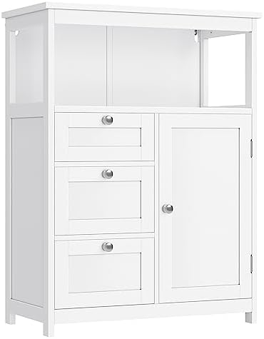 VASAGLE Bathroom Floor Storage Cabinet, Bathroom Storage Unit with 3 ...