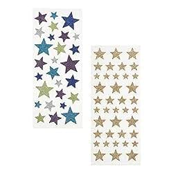 Glitter Reward Star Stickers Labels: 2 Sheets Self Adhesive Star ...
