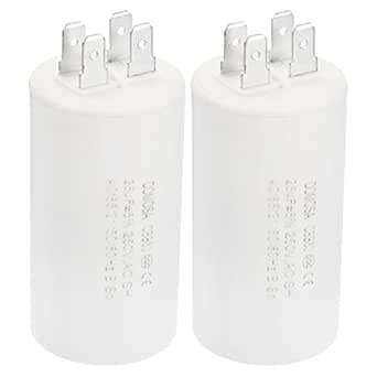 PATIKIL CBB60 25uF Running Capacitor,2Pcs AC 250V 4 pins 50/60Hz Cylinder 1.44 x 2.73inch for ...