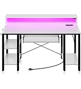 Amazon.com: Rolanstar L Shaped Gaming Desk with LED Lights & Power ...