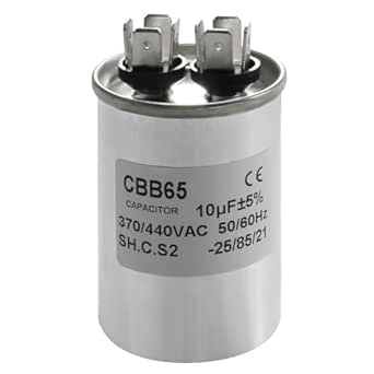 PATIKIL 10uF 10MDF 370/440VAC Fan Start Capacitor, CBB65 Circular Run Capacitor for Air ...