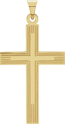 Cross with Embossed Cross Inside the Cross 14k Yellow Gold - Want It All