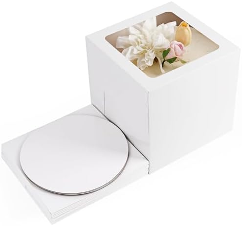 Amazon.com: Moretoes 8 Pack Cake Boxes with Boards, 12x12x12 Inch Cake ...