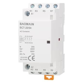Baomain AC Contactor 20A 4 Pole Normally Closed Universal Circuit Control 35mm DIN Rail Mount CE ...