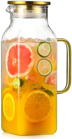 Amazon.com: 2 Quart (2 Liter 68 oz) Square Glass Pitcher with Lid and ...