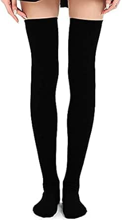 Extra Long Cotton Stripe Thigh High Socks Over The Knee High Plus Size ...