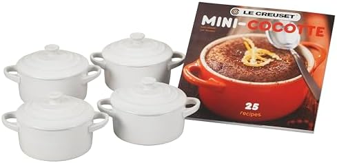 Amazon.com: Le Creuset Stoneware Set of 4 Mini Cocottes with Cookbook ...