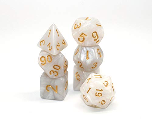 Snapklik.com : DND Dice Set Pearl White RPG 7-Die Dice Set Fit Dungeons ...