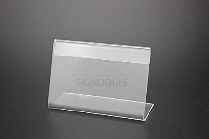 SIGNOOGLE Acrylic Stand for Table Small Mini L Label Holder Acrylic ...