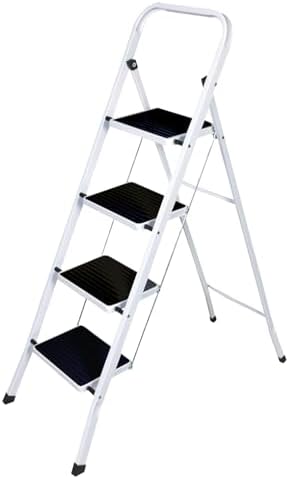 Oypla Foldable 4 Step Ladder Stepladder Non Slip Tread Safety Steel ...