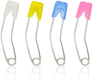 Pack of 4 Nappy Pins Baby Diaper Pins 6cm Safety Lock Pins for Nappies ...