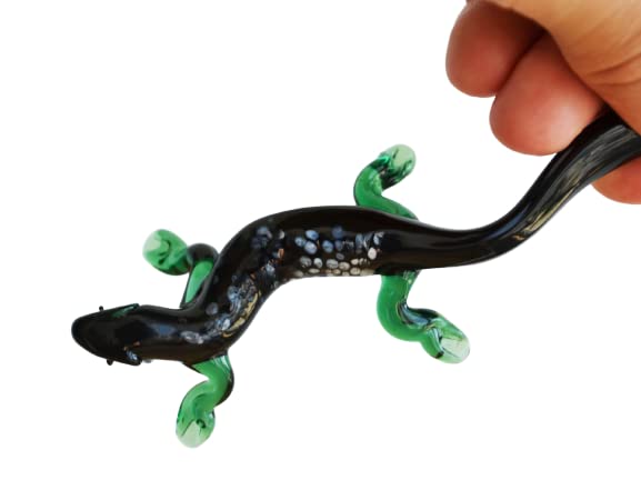 Amazon.com: Green Glass Lizard Figurine Animals Lizard Glass Miniature ...