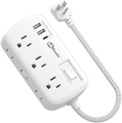 Amazon.com: Short Extension Cord Surge Protector, 6 AC Outlets with 4 ...