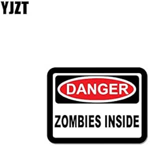 YJZT 9.5CM7CM Warning Danger Car Sticker Zombies Inside Reflective PVC ...