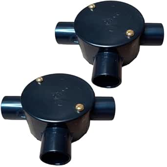 Black 20mm PVC Conduit Tee Box 3 Way Terminal Box with Lid and Screws ...