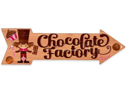 Amazon.com: Metal Sign - Chocolate Factory Metal Arrow - Wooden Style ...