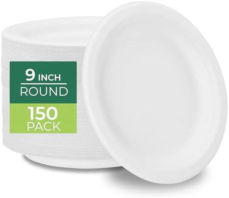Amazon.com: Freshware Paper Plates - Disposable 9" Plate, Biodegradable ...