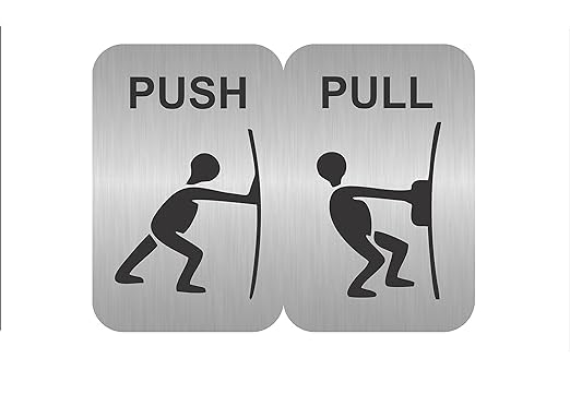 Signage & Boards Solutions Metal Brushed pvc Self Adhesive Pull & Push ...