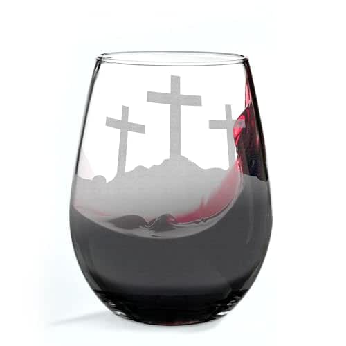 Amazon.com: CROSSES AT CALVERY Engraved 17oz Wine Glass | Scripture ...