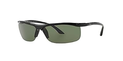 Ray-Ban Men's RB4085 Sunglasses Rectangular, Black/Green Polarized, 68 ...