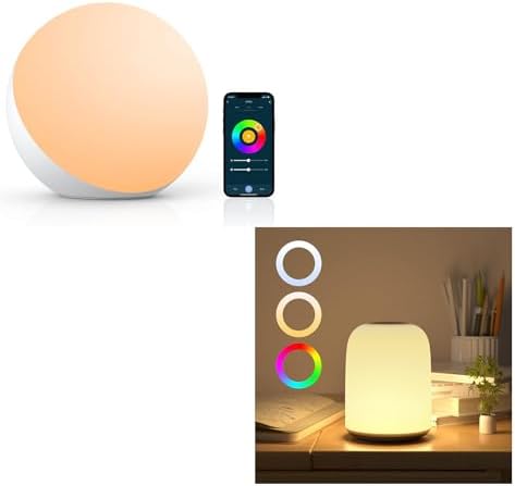 Hifree Smart Table Lamp + Bedside Touch Lamp Bundle，Portable Dimmable ...