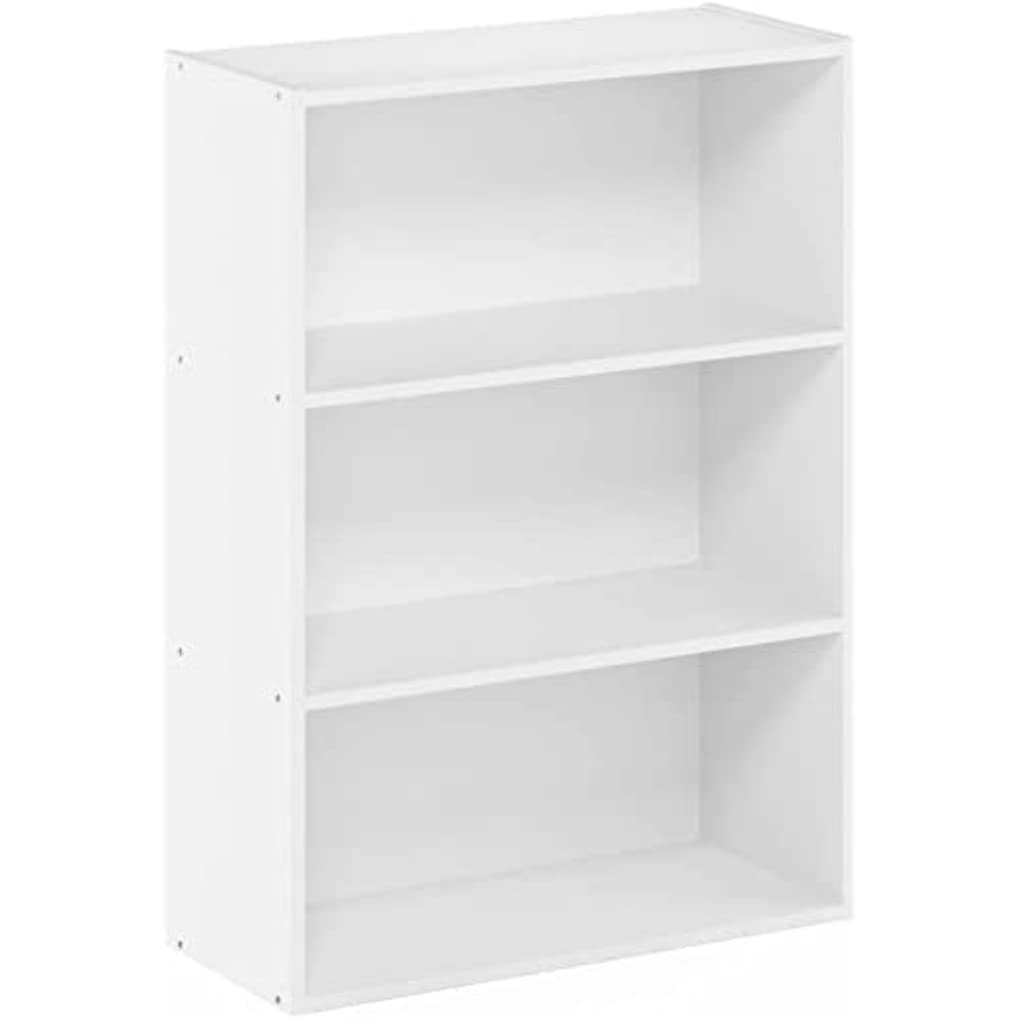Furinno Pasir 3-Tier Open Shelf Bookcase, Plain White Plain White 3 ...
