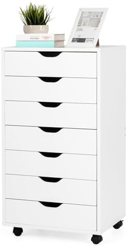 Amazon.com: DORTALA 7 Drawer Chest File Cabinet with Wheels, Versatile ...