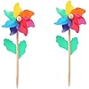 Amazon.com: Wind Pinwheels with Wooden Handle,Rainbow Windmill ...