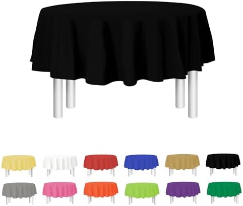 Amazon.com: Juvale 12-Pack Black Plastic Tablecloth - 84-Inch Round ...