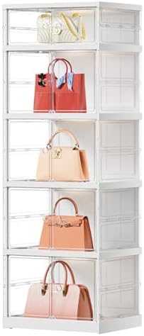 5 Cube Clear Handbag Storage Organizer for Closet,Large Plastic Handbag ...