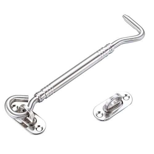 Hook and Eye Latch 12 Inch Silver Cabin Hooks Outside Stainless Steel ...