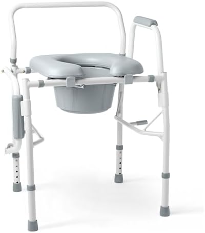 Amazon.com: Medline Drop Arm Commode with Padded Seat and Backrest ...