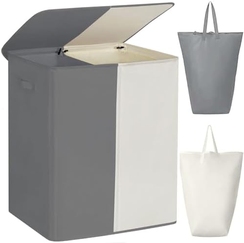 Chrislley 154L Double Laundry Basket with lid and Removable Laundry ...
