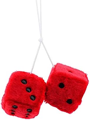 Fluffy Dice for Car, Car Hanging Furry Dice, 1 Pair of Retro Square ...