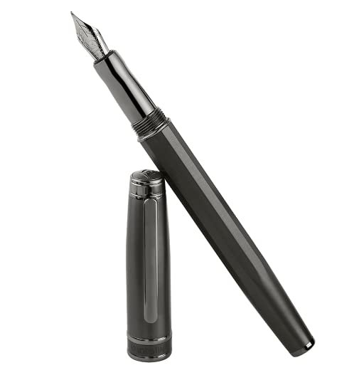 Intellio Mystique Mystery Grey and Chrome Metal Fountain Pen - Fine Tip ...