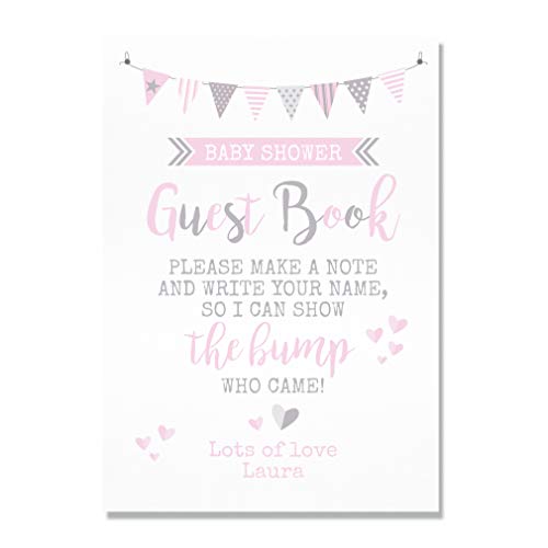 Personalised Baby Shower Guest Book Table Sign with Pink and/or Blue ...