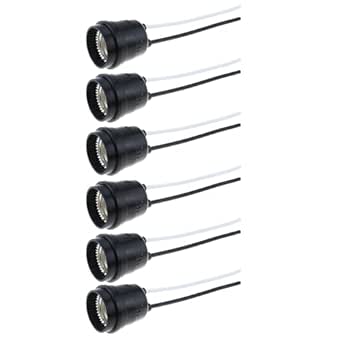 MTQY 6PCS Waterproof E26 Medium Base Lamp Socket Copper and Gumwood ...