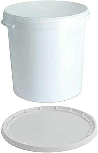 25 LITRE PLASTIC BUCKET WITH LID AND METAL HANDLE, HARD WEARING BUCKET ...