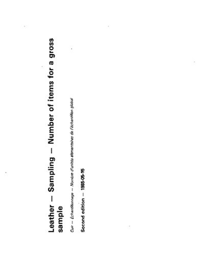 ISO 2588:1985, Leather - Sampling - Number of items for a gross sample ...