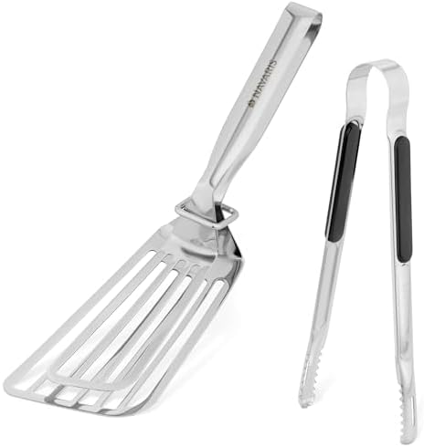 Amazon.com: Navaris Stainless Steel Fish Turner Tong Set - Easy-Flip ...