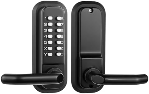 Thdace New Upgrade Mechanical Door Lock with Handle,Waterproof Outdoor ...