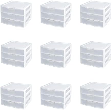 Amazon.com: Tribello 3 Drawer Plastic Storage, Mini Drawer Unit, White ...