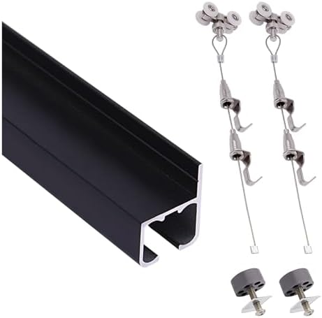 Amazon.com: Adjustable Black Ceiling Wall Mount Art Rail System, 4.9ft ...